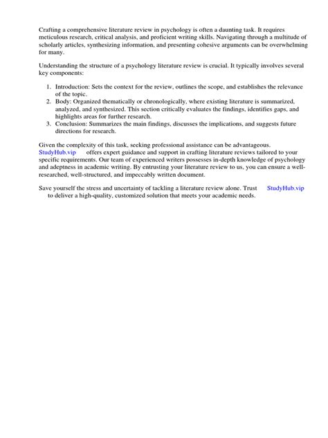 Psychology Literature Review Structure Pdf Literature Review Methodology