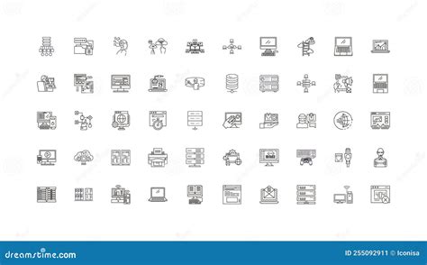 Network Concept Illustration Linear Icons Line Signs Set Vector Collection Stock Vector