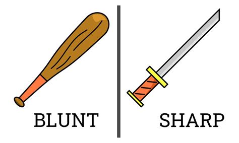 Baseball Bat And Sword Vector The Difference Between Blunt And Sharp For Education 11960582