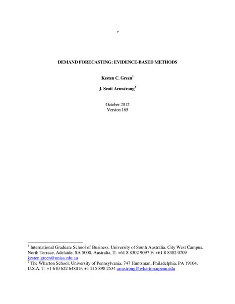 Pdf Demand Forecasting Using Evidence Based Principles