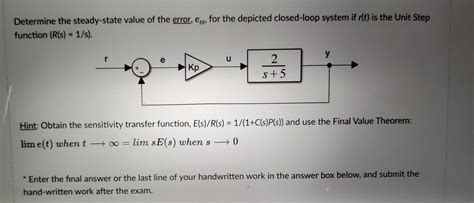 solved determine the steady state value of the error ess