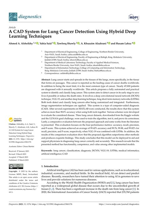 PDF A CAD System For Lung Cancer Detection Using Hybrid Deep Learning Techniques