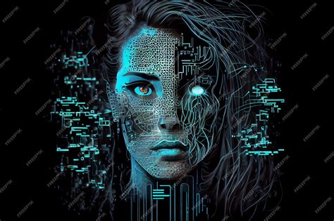 Premium Photo An Ai Generated Illustration Of A Female Robotic Head Surrounded By Binary Codes