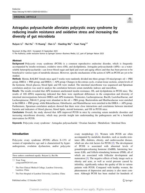 Astragalus Polysaccharide Alleviates Polycystic Ovary Syndrome By