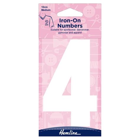 Motif Iron On Number 10cm White 4 Hobbies Direct