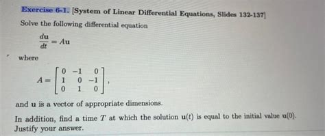 Solved Exercise 6 1 [system Of Linear Differential
