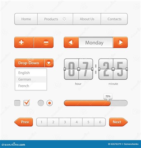 Orange Light User Interface Controls Web Elements Website Software