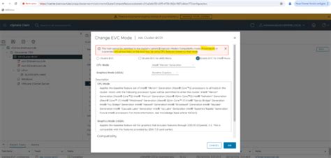 Enable The Enhanced Vmotion Compatibility Evc Mode For A Vsphere Clustertest