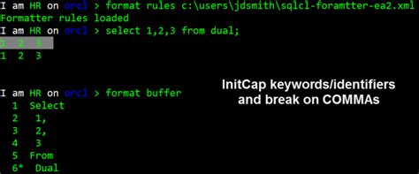 sqlcl setting up the formatter