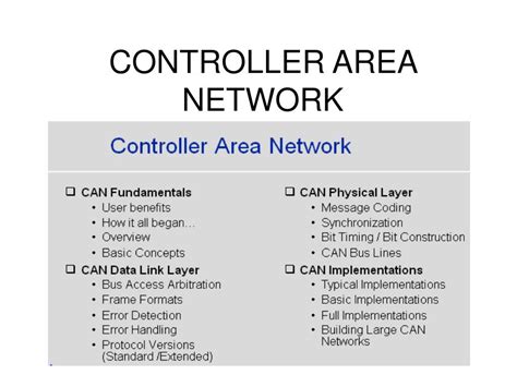 PPT CONTROLLER AREA NETWORK PowerPoint Presentation Free Download ID