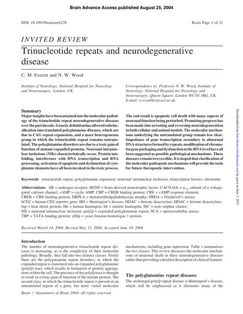 Pdf Trinucleotide Repeats And Neurodegenerative Disease