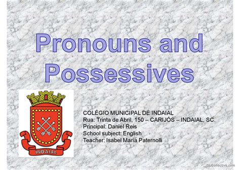Pronouns And Possessives English Esl Powerpoints
