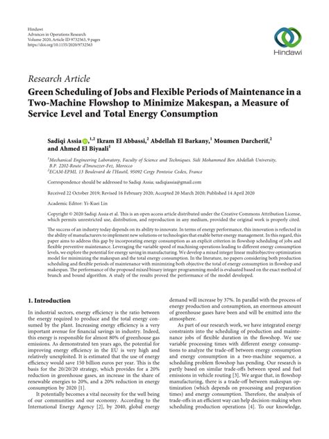 Pdf Green Scheduling Of Jobs And Flexible Periods Of Maintenance In A Two Machine Flowshop To