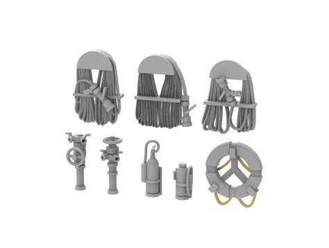 Us Navy Fire Hose And Velve Life Ring Set Hs Models U350057s