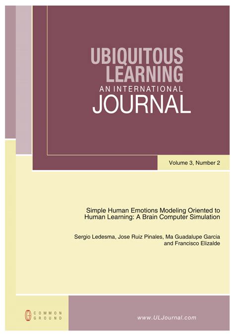 Pdf Simple Human Emotions Modeling Oriented To Human Learning A