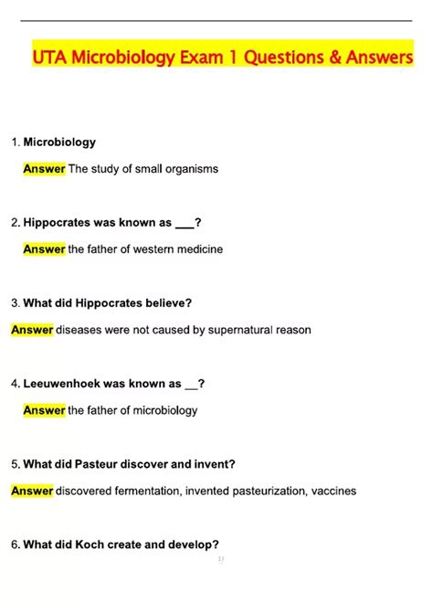 Uta Microbiology Exam 1 Latest 2025 2026 Update Questions And