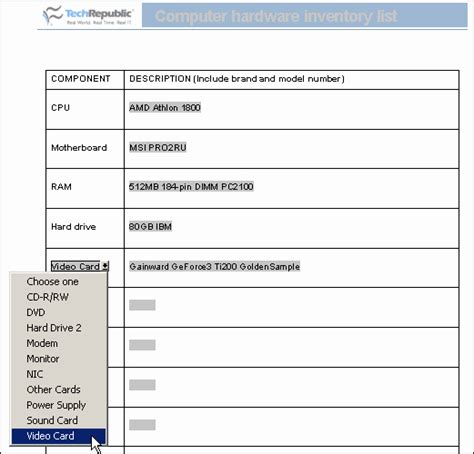 Computer Hardware Inventory Excel Template Peterainsworth