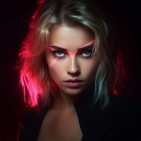 Premium Ai Image Portrait Of A Blonde Attractive Girl In A Dark Room