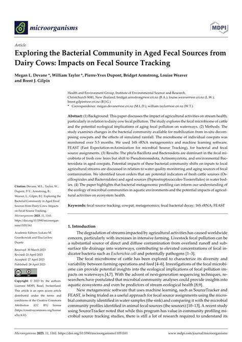 Pdf Exploring The Bacterial Community In Aged Fecal Sources From Dairy Cows Impacts On Fecal