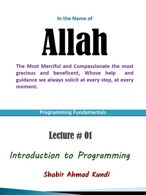 Lecture No01 Pdf Concept Computer Programming