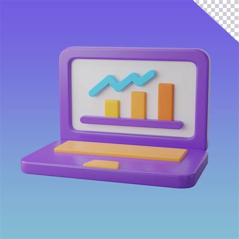 Premium Psd 3d Rendering Of Laptop Data Analysis Of Financial Icons