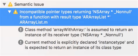 Objective C Incompatible Pointer Types Returning NSArray Nonnull From A Function With