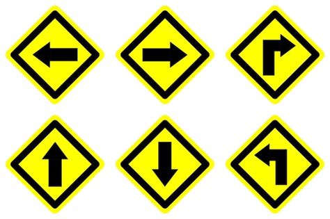 Premium Vector Set Turn Right Left Forward Backward Go Yellow Arrow