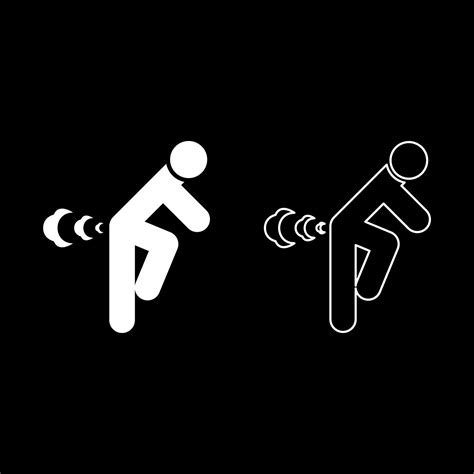 Man Farts Break Wind Farting Bloating Gas Cloud Stench Bad Smell Flatulency Set Icon White Color