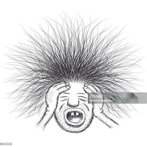 머리에 손을 대고 비명을 지르는 사람의 귀여운 표정 얼굴 개념에 대한 스톡 벡터 아트 및 기타 이미지 개념 고독 개념 공격성 Istock