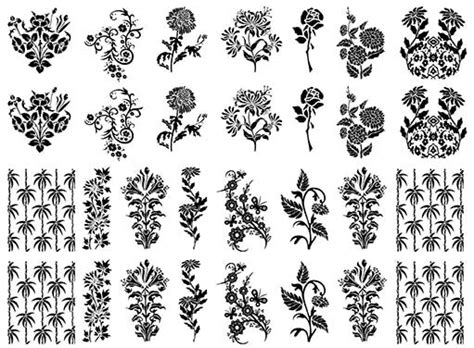 Art Deco Flowers 30 Pcs 1 To 1 14 Black Fused Glass Decals Captive Decals