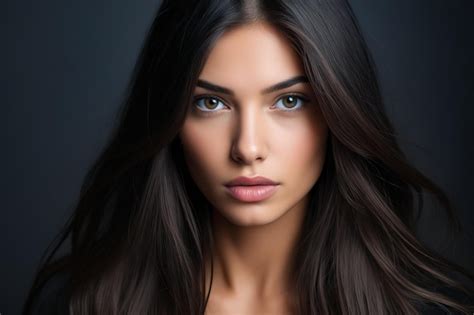 Premium Photo Woman With Long Hair And Blue Eyes Is Looking At The Camera Generative Ai