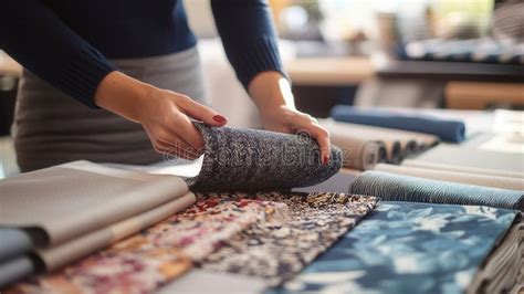 Client Selecting Fabric In Design Consultation Stock Illustration