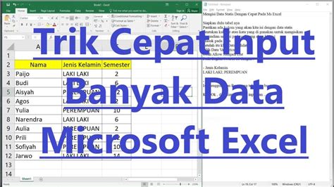 Cara Cepat And Mudah Input Banyak Data Pada Microsoft Excel Youtube