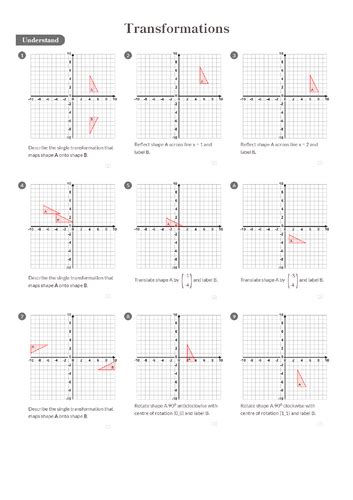 Transformations Worksheet Answers Foundation Gcse Teaching Resources