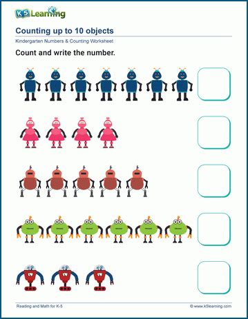Counting Worksheets For Kindergarten K5 Learning