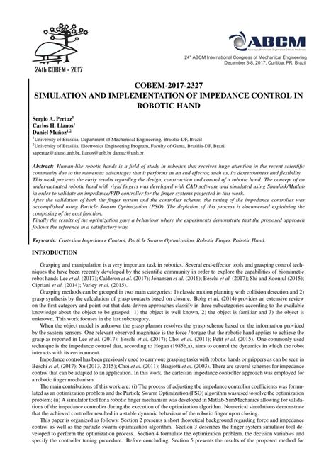 Pdf Simulation And Implementation Of Impedance Control In Robotic Hand
