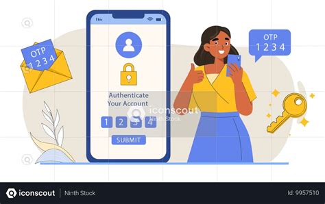 Woman Using Otp Authentication To Secure Login Illustration Free Download Crime And Security