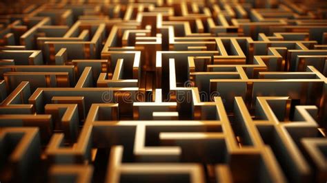 Artistic Representation Of Problem Solving Through An Abstract Maze Stock Illustration