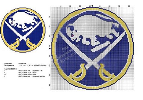 Nhl Buffalo Sabres Team Logo Free Cross Stitch Pattern 85x85 Cross Stitch Patterns Plastic