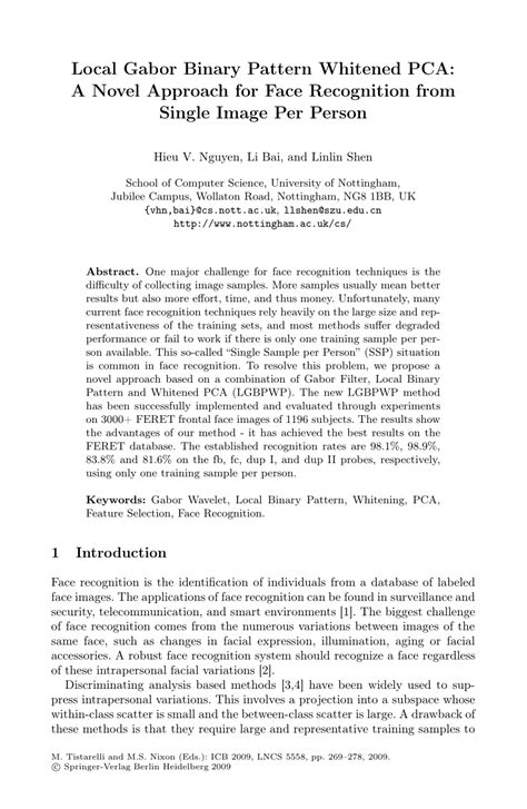 pdf local gabor binary pattern whitened pca a novel approach for