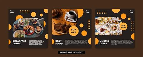 엽서 템플릿 식품 소셜 미디어 프리미엄 벡터