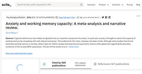 Anxiety And Working Memory Capacity A Meta Analysis And Narrative Review