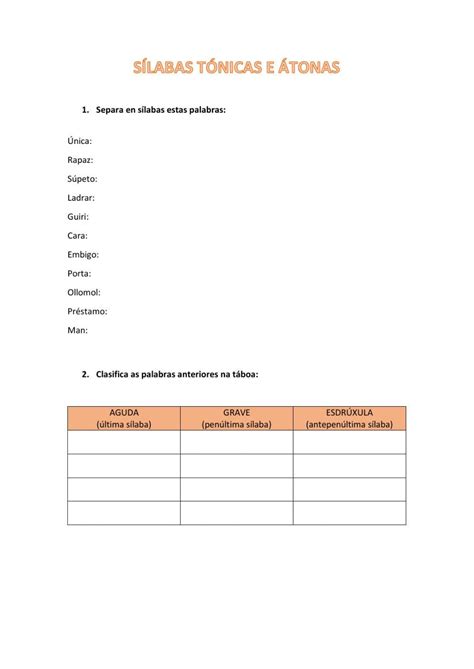 Sílabas Tónicas Free Interactive Worksheets 401529