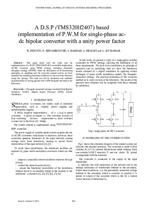 Pdf A Dsp Tms320lf2407 Based Implementation Of Pwm For Single Phase Ac Dc Bipolar Converter