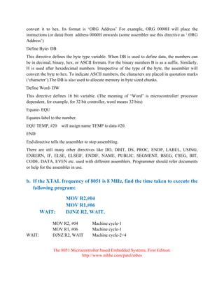 Question Paper With Solution The 8051 Microcontroller Based Embedded