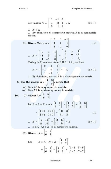 Ncert Solutions For Class 12 Maths Chapter 3 Matrices Mathongo