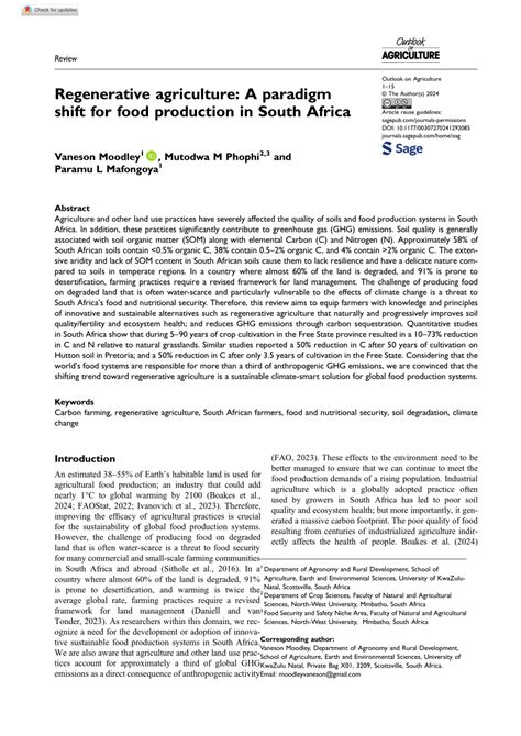 Pdf Regenerative Agriculture A Paradigm Shift For Food Production In South Africa