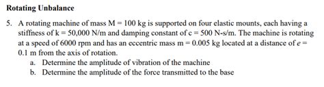 Solved Rotating Unbalance A Rotating Machine Of Mass M Chegg