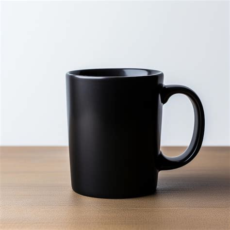 Premium AI Image There Is A Black Coffee Cup Sitting On A Wooden