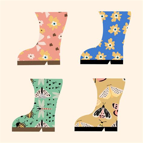 Set Of Flat Gardening Boots Pack 21431460 Vector Art At Vecteezy